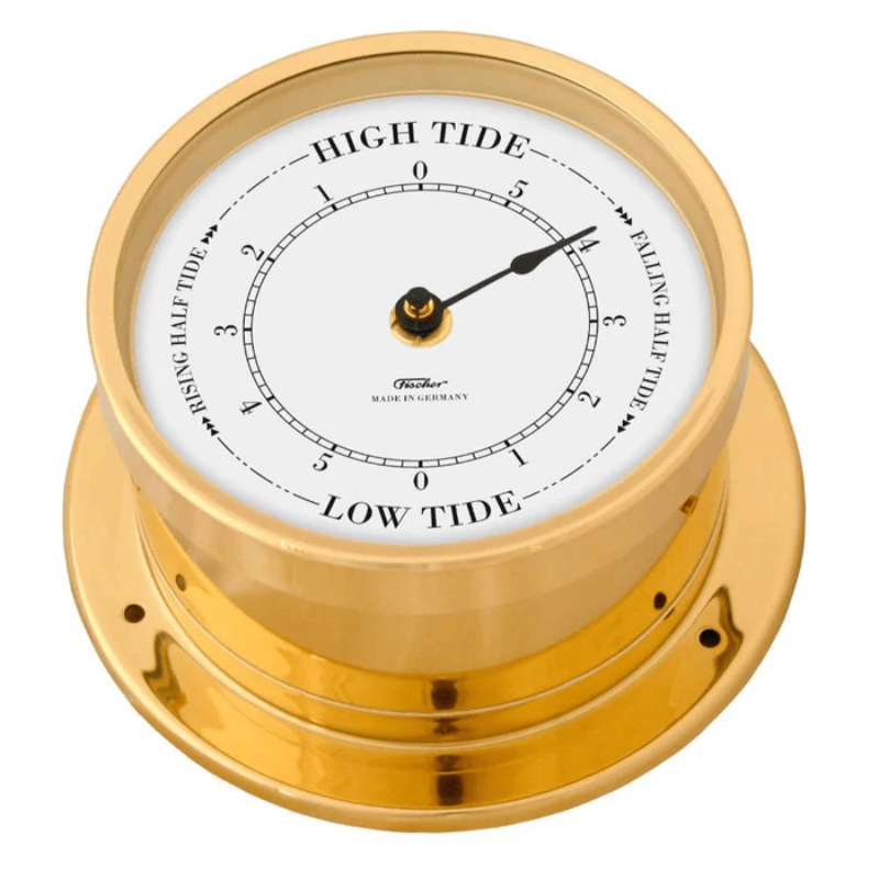Fischer 103TD Tide clocks by Weather Scientific Brass and Chrome